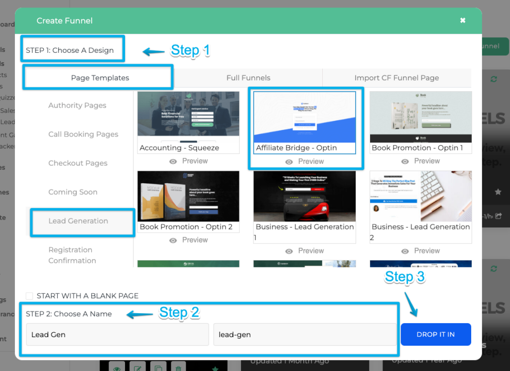 Using DropFunnels Page Templates or Full Funnel Templates – DropFunnels ...