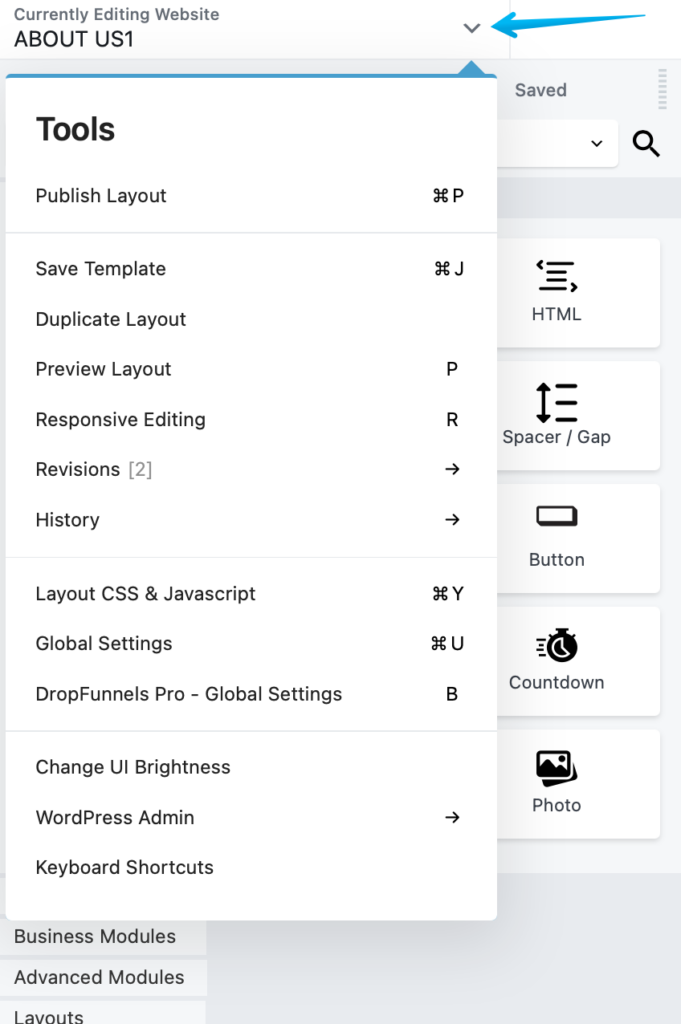 How To Use The Tool Menu – DropFunnels Support – Home