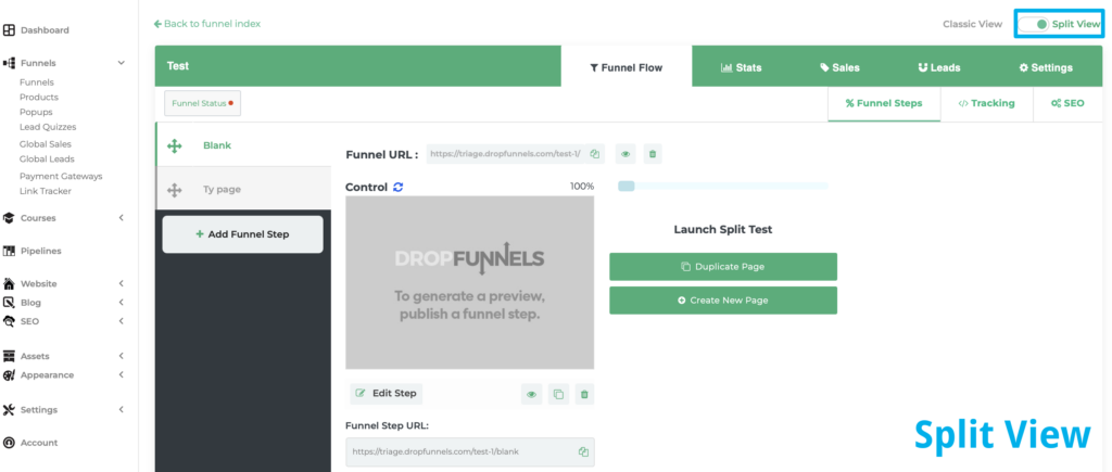 Difference Between Classic and Split View – DropFunnels Support – Home