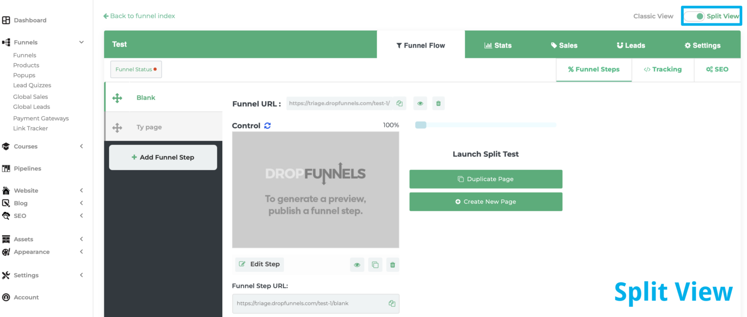 Difference Between Classic and Split View – DropFunnels Support – Home