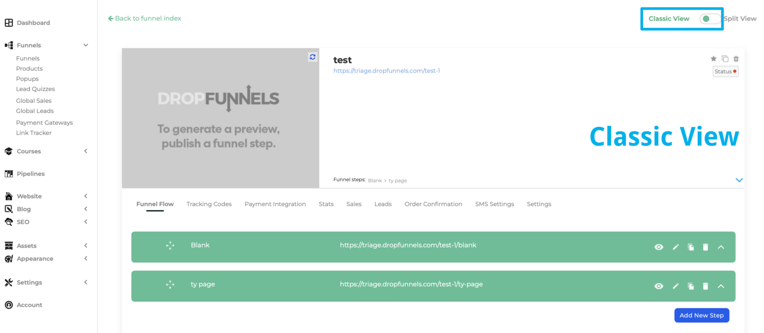 Difference Between Classic and Split View – DropFunnels Support – Home