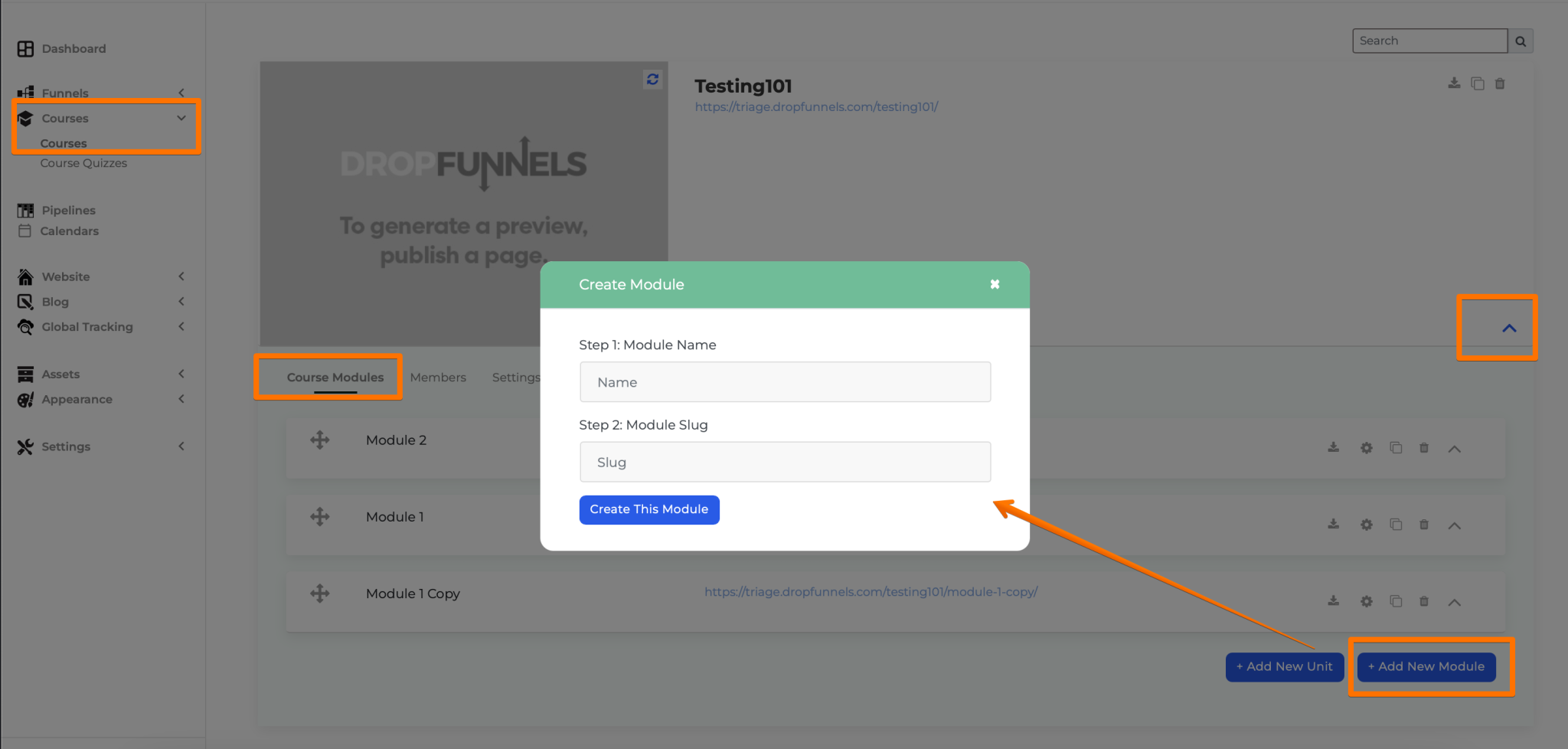 How To Add Course Module, Lesson, and Unit – DropFunnels Support – Home